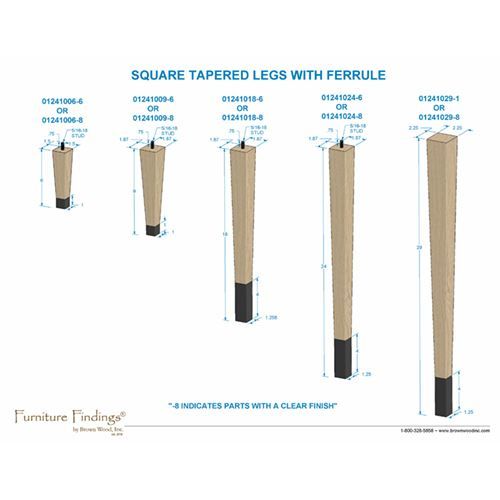 Designs of Distinction 9" Square Taper Finished Foot & Bolt - Brass ...